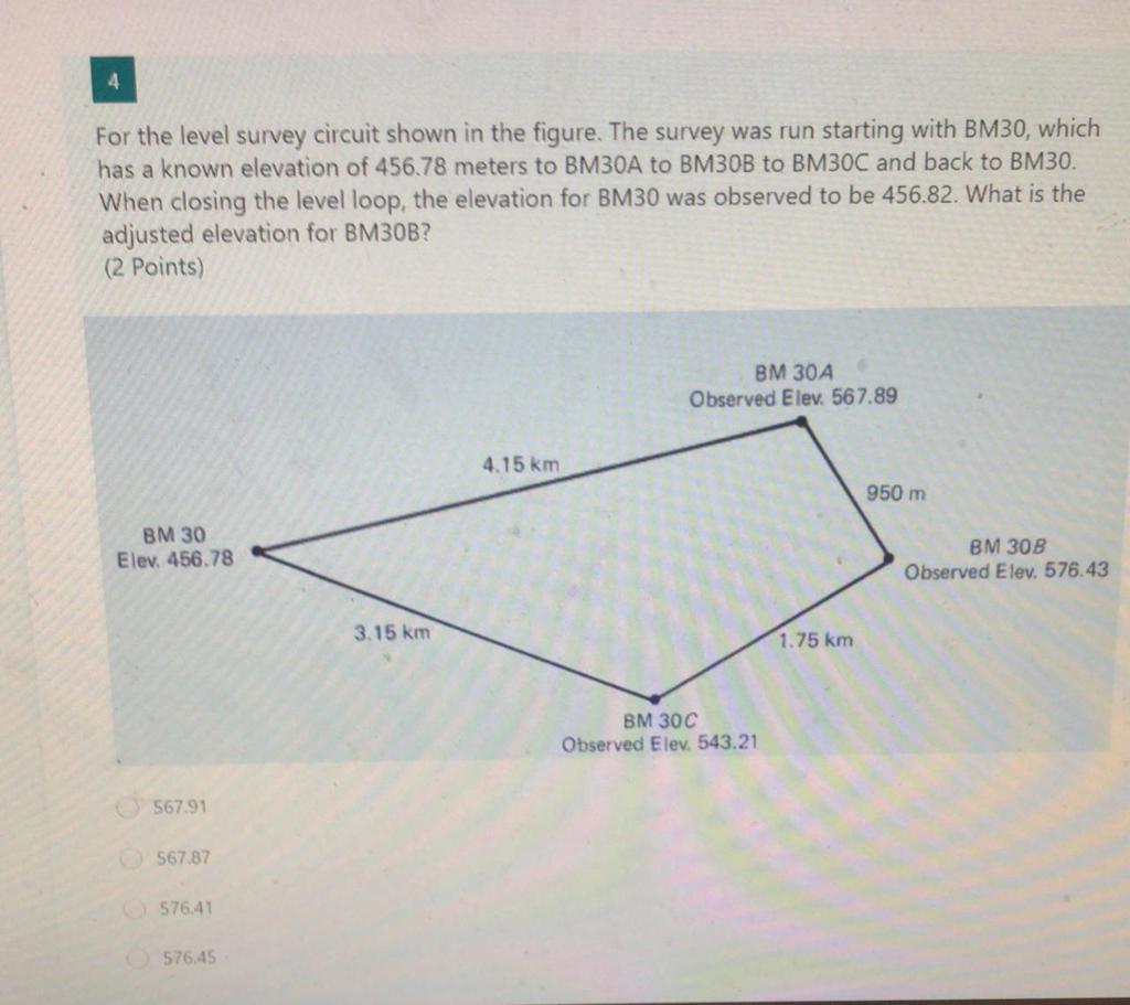 Solved 4 For the level survey circuit shown in the figure. | Chegg.com
