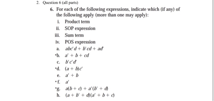Solved For each of the following expressions, indicate which | Chegg.com