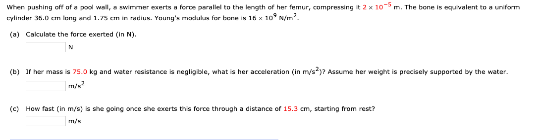 Solved When pushing off of a pool wall, a swimmer exerts a | Chegg.com