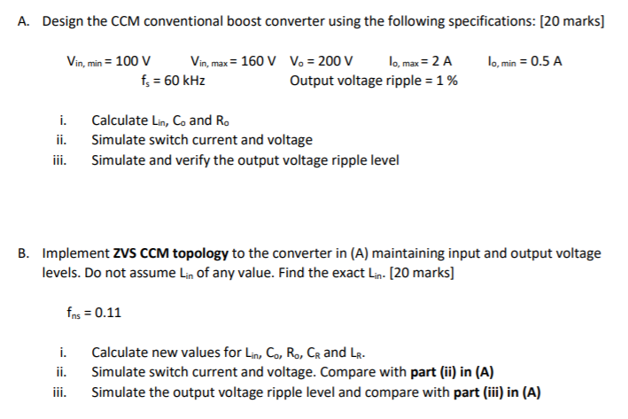 A. Design the CCM conventional boost converter using | Chegg.com
