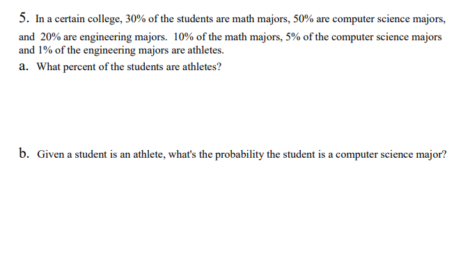 Solved 5. In a certain college, 30% of the students are math | Chegg.com