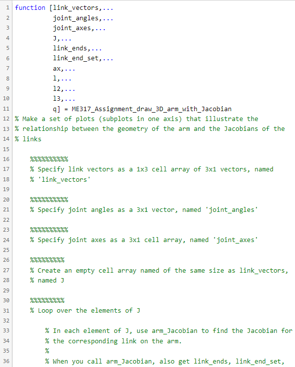 Solved \% When you call arm_Jacobian, also get link_ends, | Chegg.com