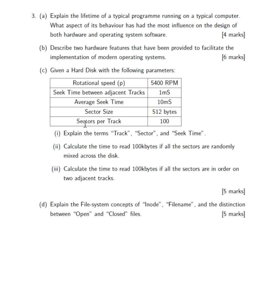 Solved 3. (a) Explain the lifetime of a typical programme | Chegg.com