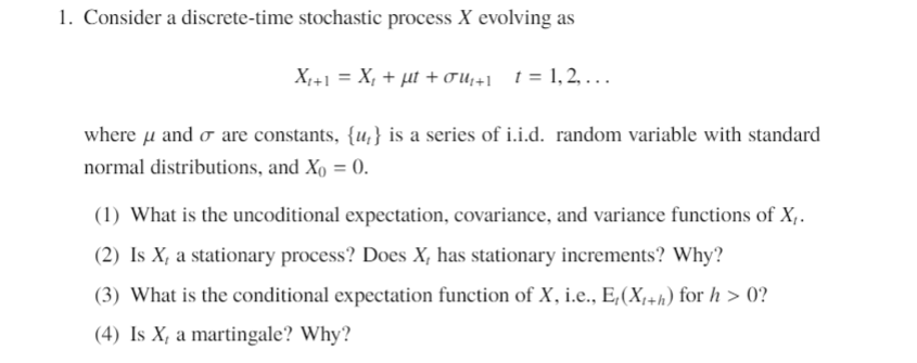 Solved 1. Consider a discrete-time stochastic process X | Chegg.com