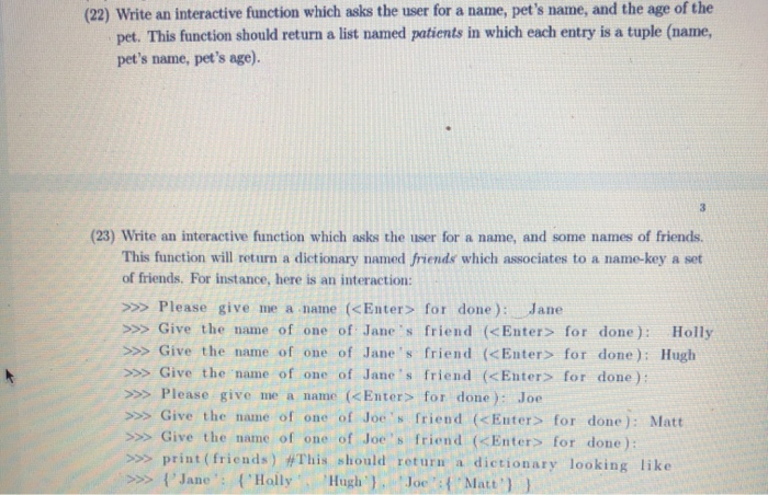 Solved (22) Write an interactive function which asks the | Chegg.com