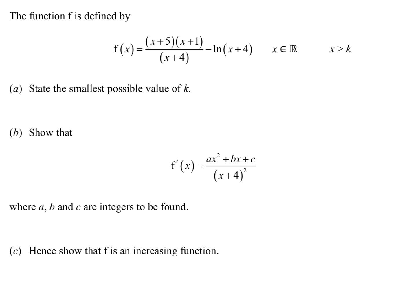 Solved The function f is defined by | Chegg.com