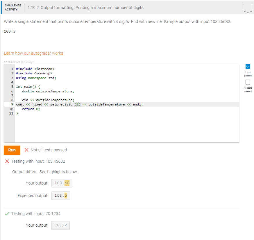 Solved I can't figure out how to get both tests passed, I've | Chegg.com