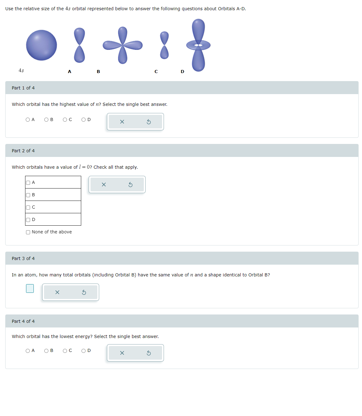 Solved Use the relative size of the 4s ﻿orbital represented | Chegg.com