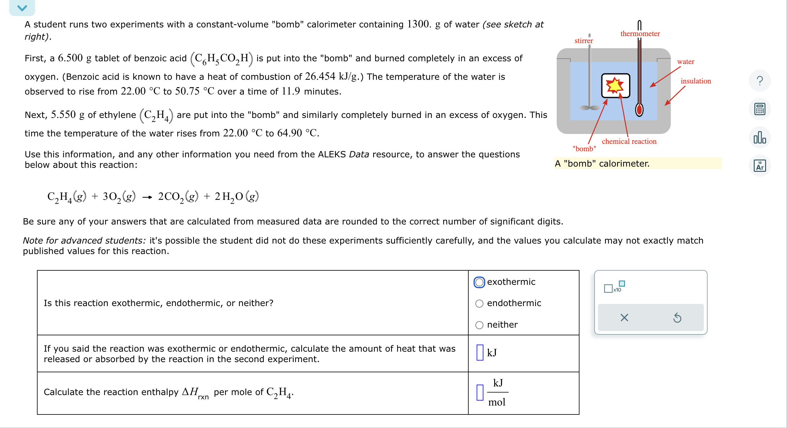 Solved A student runs two experiments with a constant-volume | Chegg.com