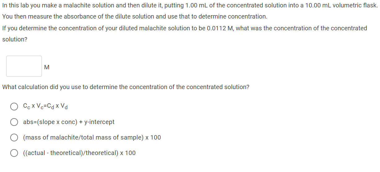Solved In this lab you make a malachite solution and then | Chegg.com
