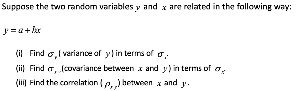 Solved Suppose the two random variables \\( y \\) and \\( x | Chegg.com