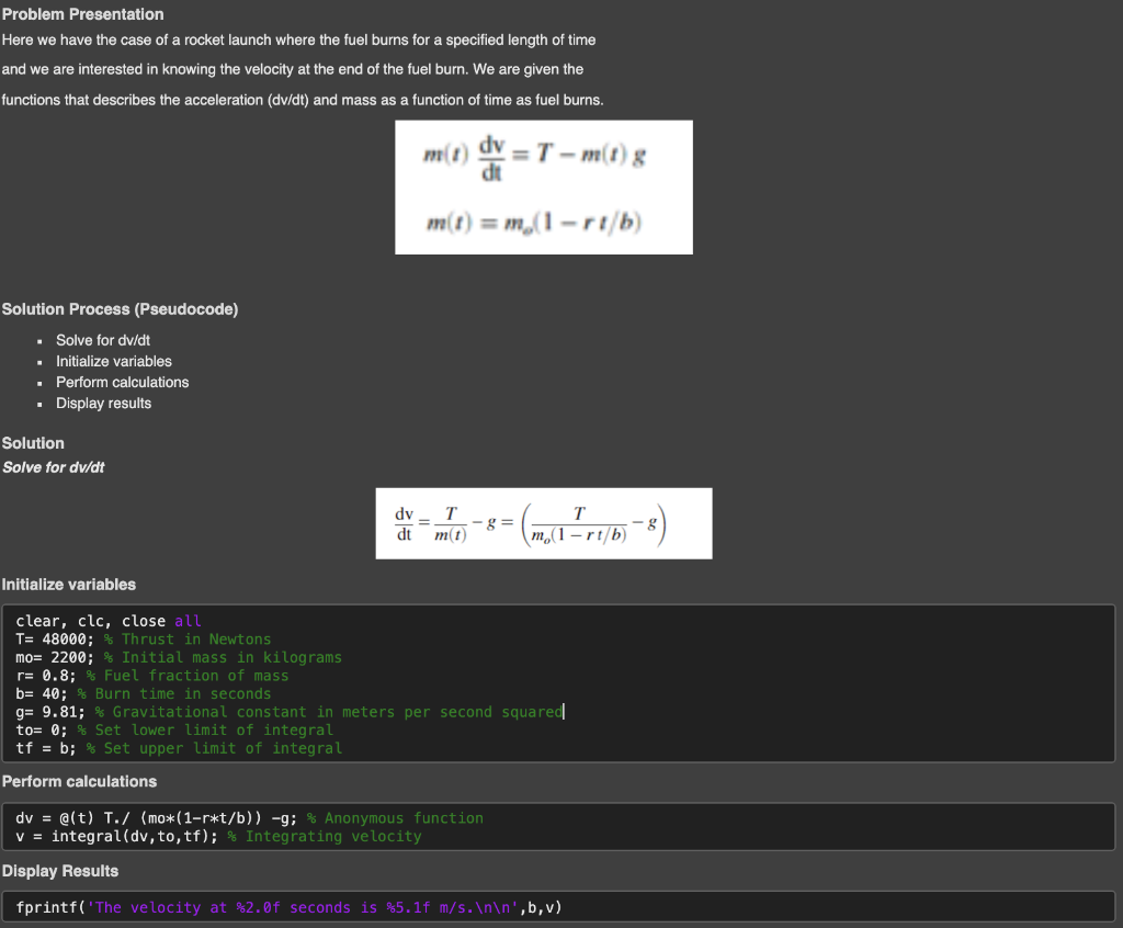 Had this for a lab in MATLAB need help proofing it | Chegg.com