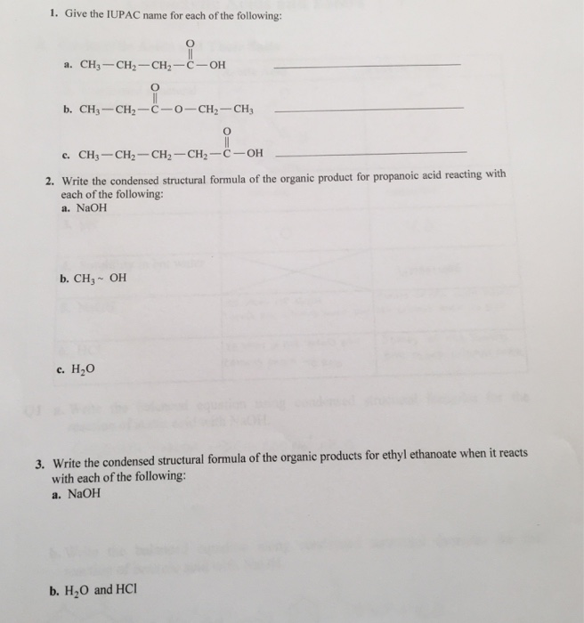 Solved 1. Give the IUPAC name for each of the following: a. | Chegg.com