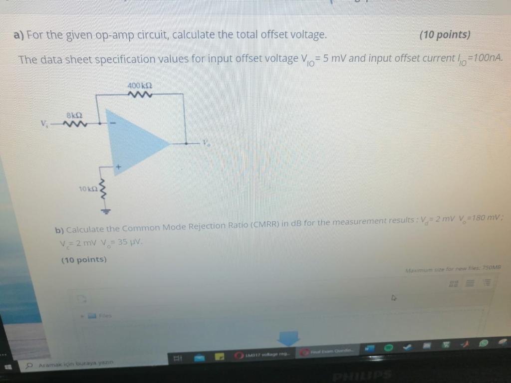 Solved a) For the given op-amp circuit, calculate the total | Chegg.com