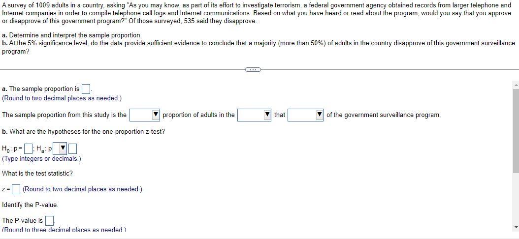 Solved A survey of 1009 adults in a country, asking "As you | Chegg.com