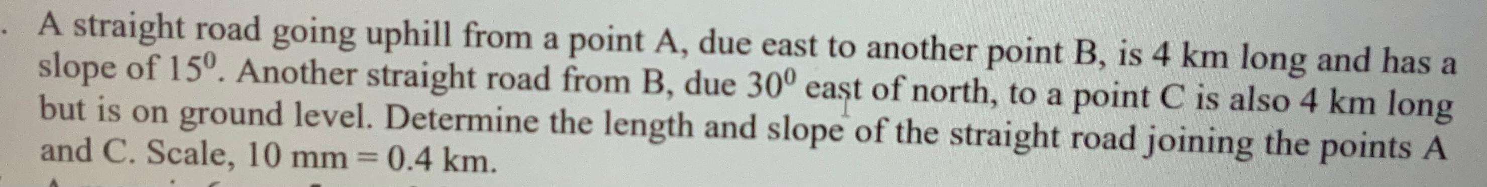 Solved A straight road going uphill from a point A, due east | Chegg.com