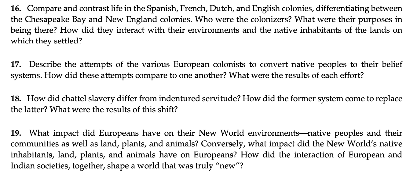 16. Compare and contrast life in the Spanish, French, | Chegg.com