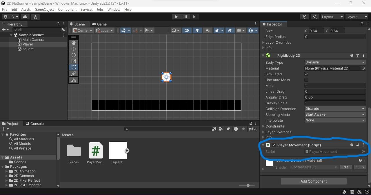 Solved I'm trying to make a simple 2D platformer for my | Chegg.com