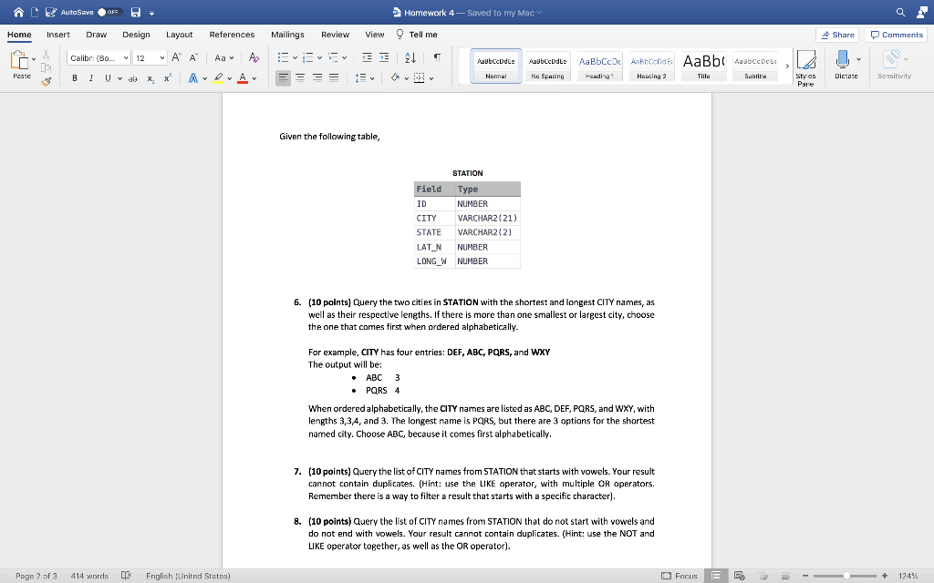 Solved Given the following table, 6. [10 points] Query the | Chegg.com