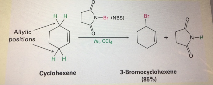 Solved Br N-Br (NBS) Allylic position:s N-H hv, CCI4 | Chegg.com