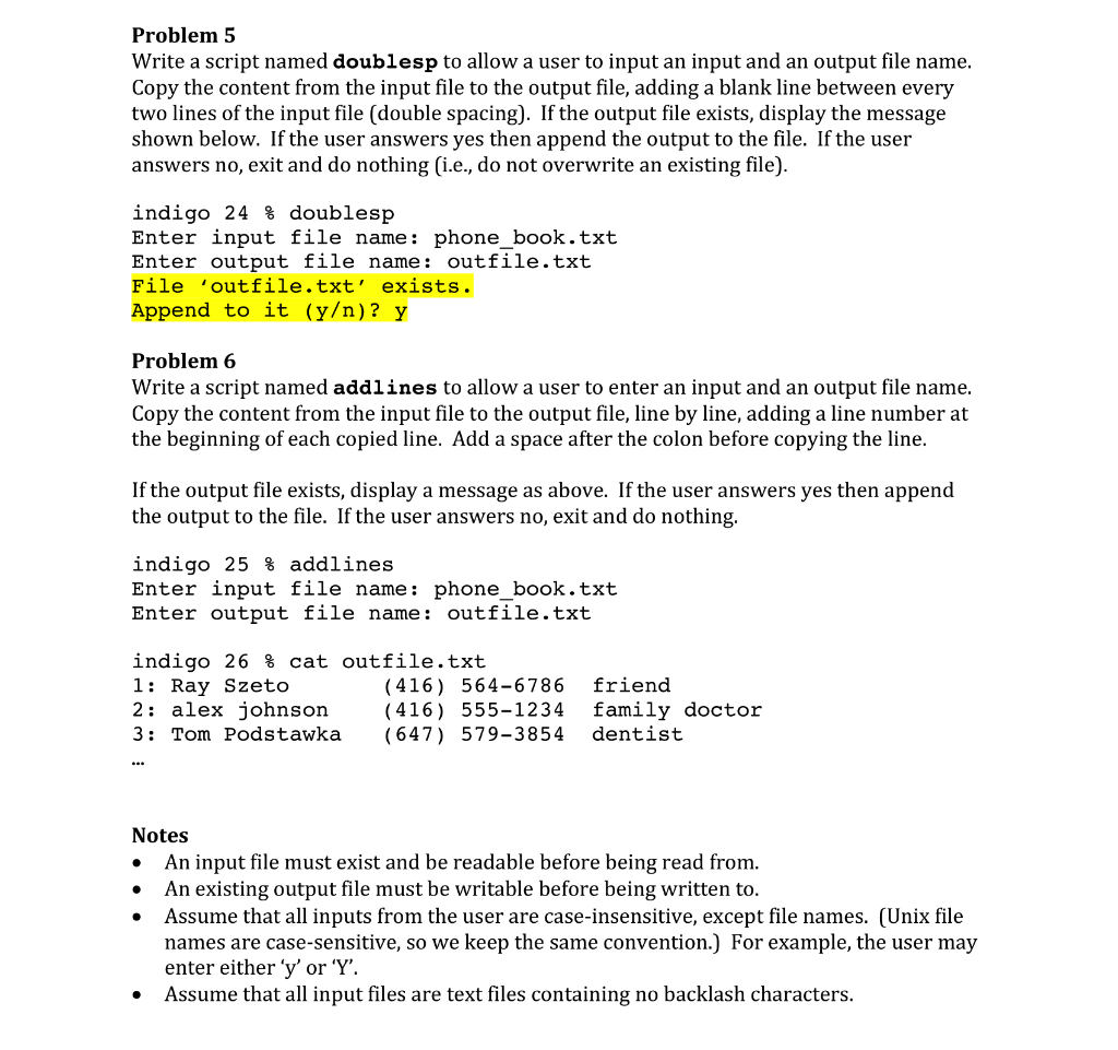 Solved Problem 5 Write A Script Named Doublesp To Allow A