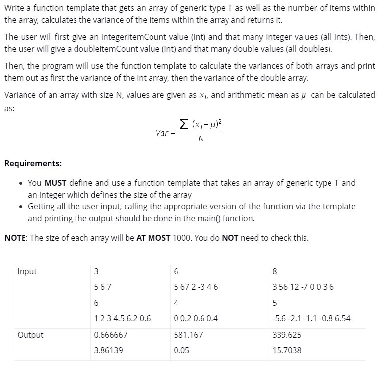 Solved Write a function template that gets an array of | Chegg.com