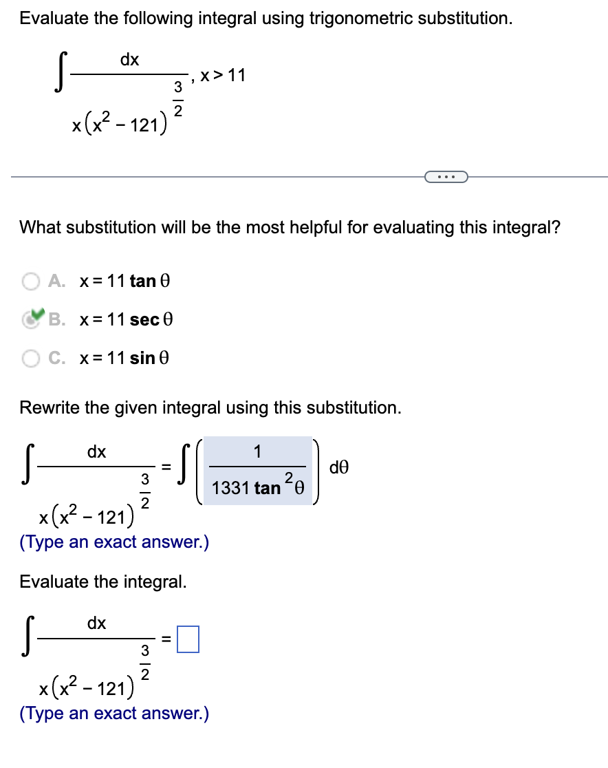 Solved Rewrite the given integral using this | Chegg.com