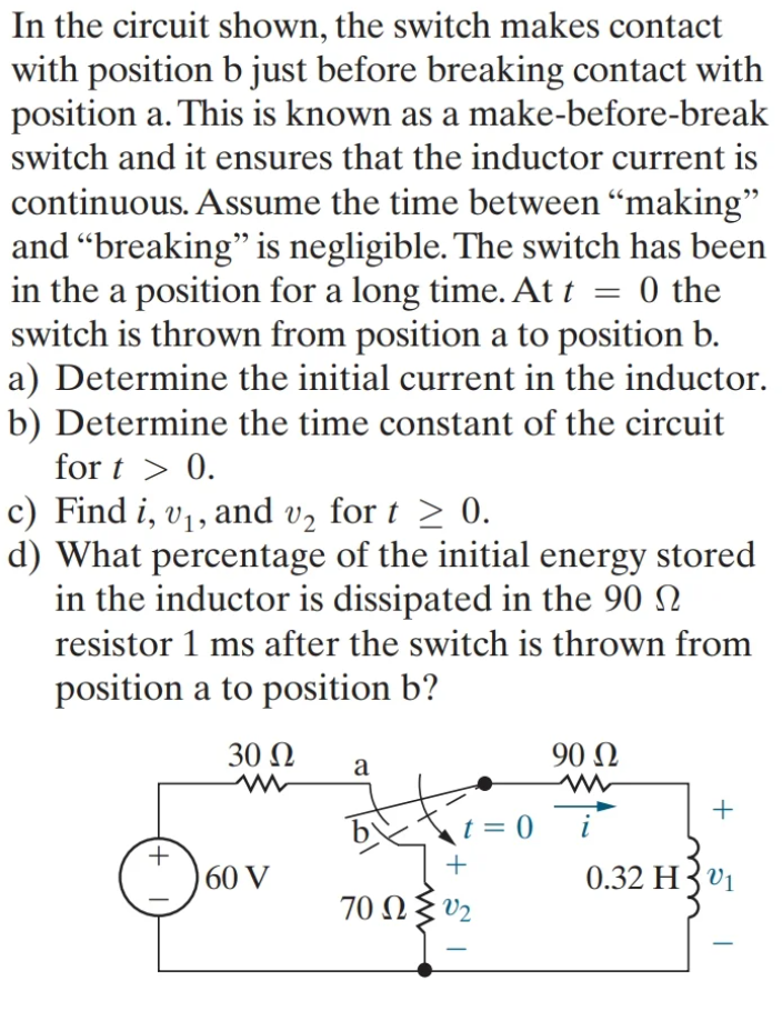 Solved In the circuit shown, the switch makes contact with | Chegg.com