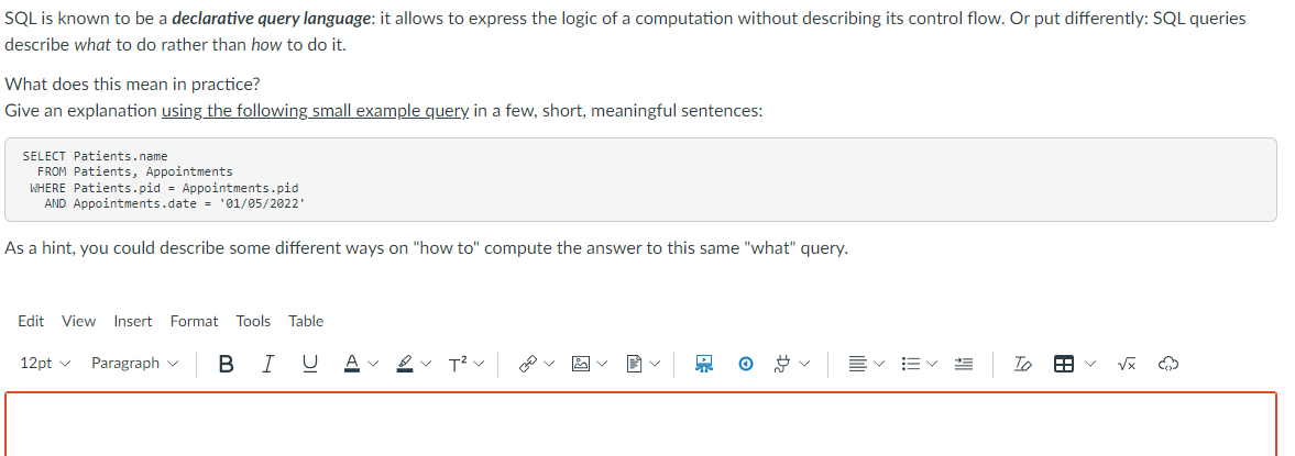 Solved SQL is known to be a declarative query language: it | Chegg.com