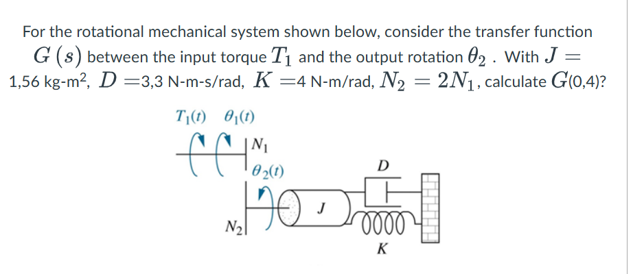 Solved For the rotational mechanical system shown below, | Chegg.com