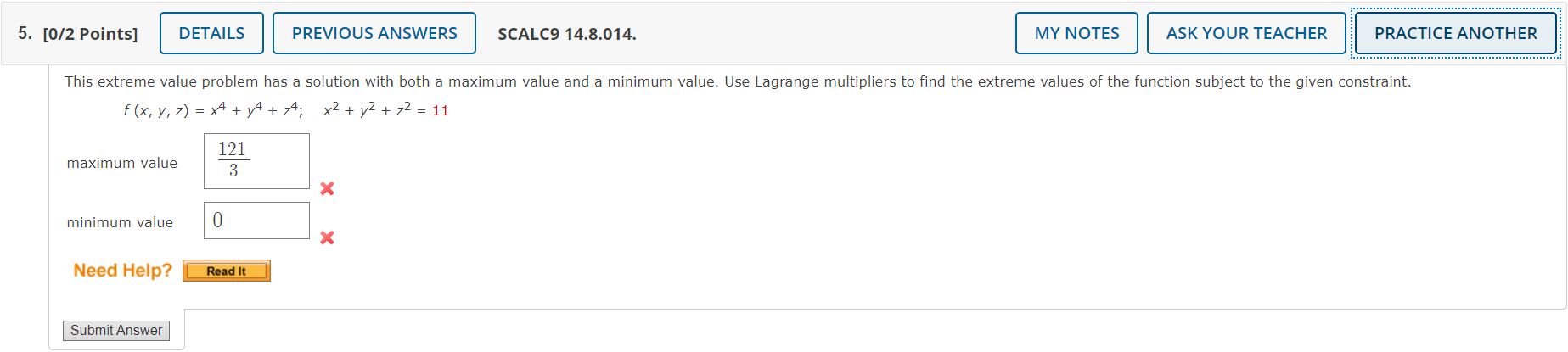 Solved 5. [0/2 Points] DETAILS PREVIOUS ANSWERS SCALC9 | Chegg.com