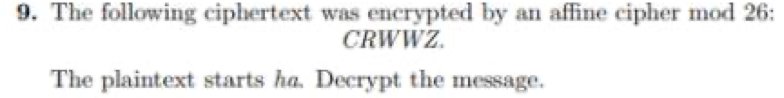 Solved 3. The ciphertext UCR was encrypted using the affine | Chegg.com