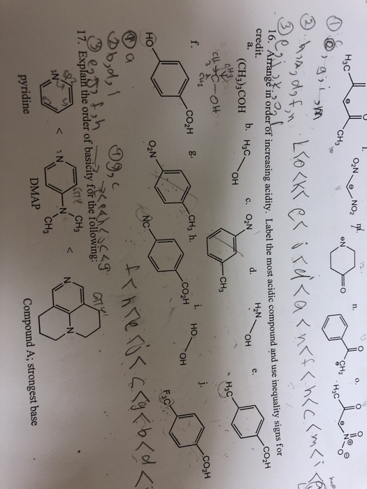 Solved O2N H3C CH3 ON CH2 16. credit. e in order of | Chegg.com