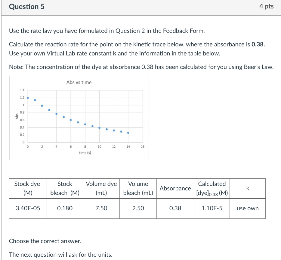 Solved Use the rate law you have formulated in Question 2 in | Chegg.com