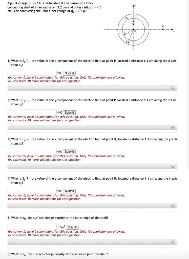Solved A point charge q1=−7.6μC is located at the center of | Chegg.com