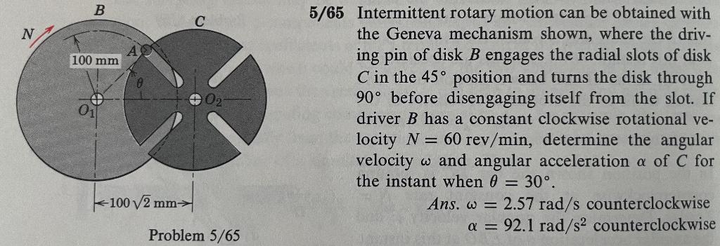 Solved B с N 100 mm Oi 5/65 Intermittent rotary motion can | Chegg.com