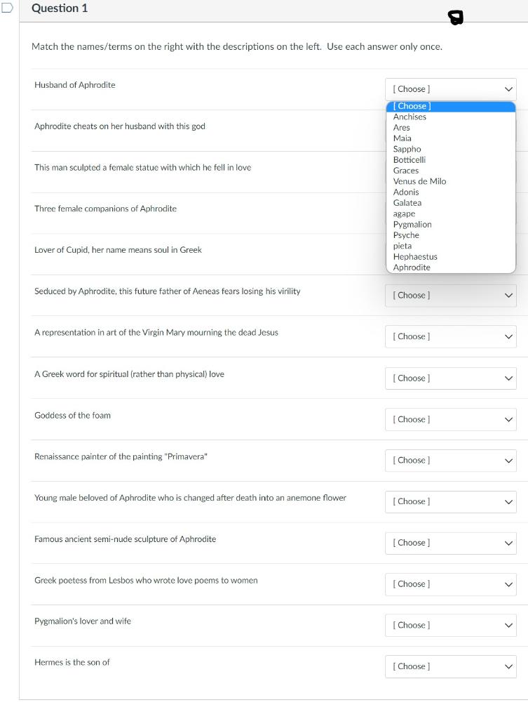 Solved Question 1 Match the names/terms on the right with | Chegg.com