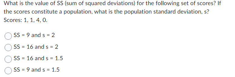 Solved What is the value of SS (sum of squared deviations) | Chegg.com