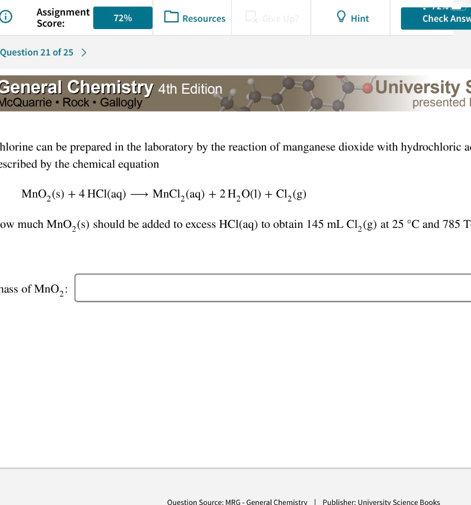 Solved Assignment Score: 72% Resources Ly Give Up? Hint | Chegg.com