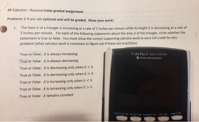 Solved AP Calculus -Related Rates graded assignment Problems | Chegg.com