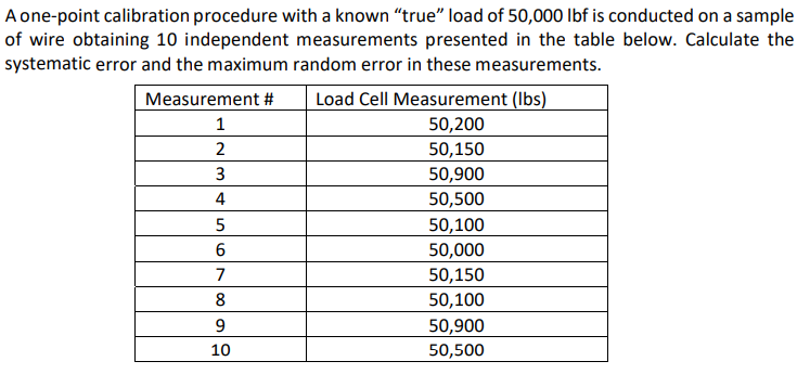 Solved A one-point calibration procedure with a known "true" | Chegg.com
