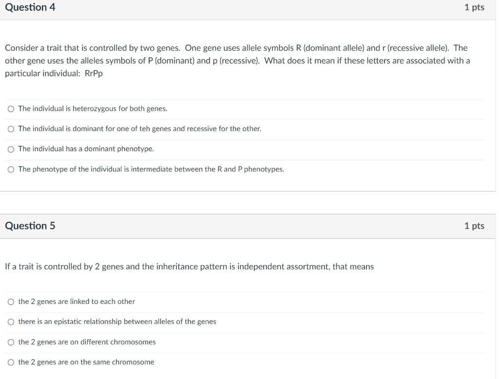 Solved If a trait is controlled by 2 genes and the | Chegg.com
