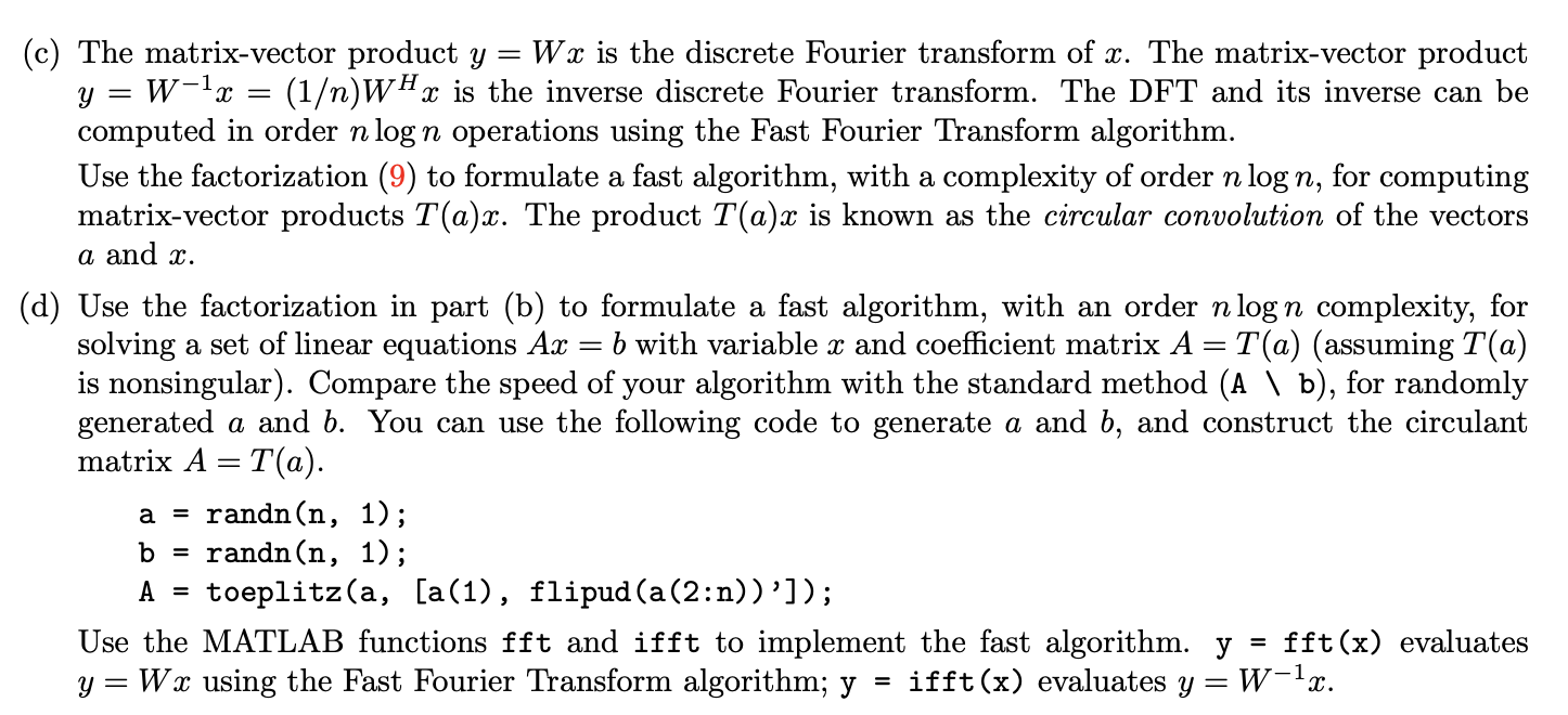 Circulant matrices and discrete Fourier transform. A | Chegg.com