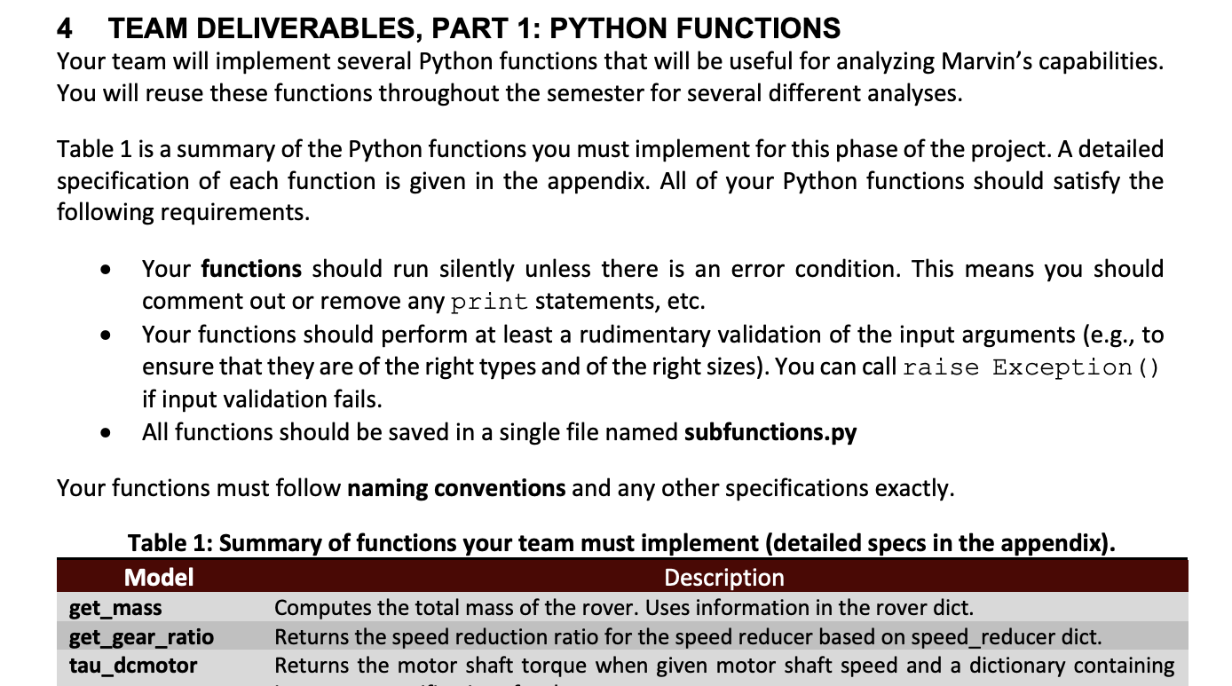 4 TEAM DELIVERABLES, PART 1: PYTHON FUNCTIONS Your | Chegg.com