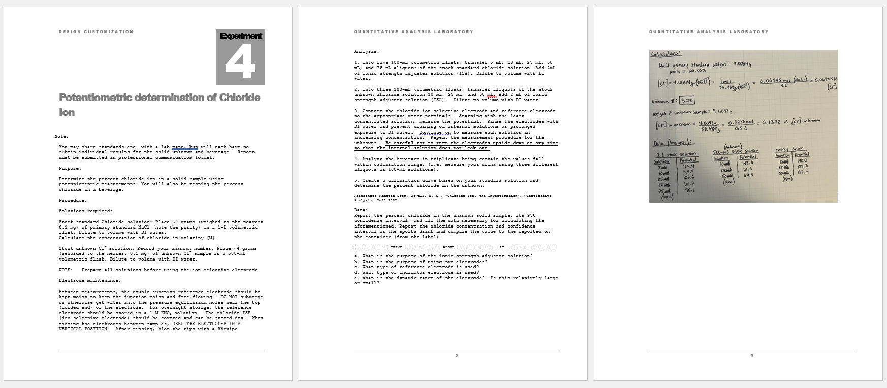Solved Analyze the beverage in triplicate being certain the | Chegg.com