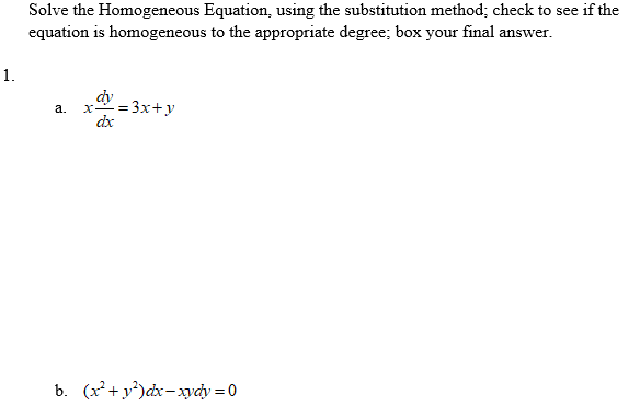 Solved Solve the Homogeneous Equation, using the | Chegg.com