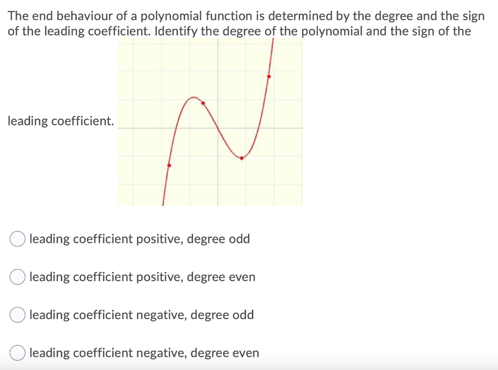 Solved The end behaviour of a polynomial function is | Chegg.com