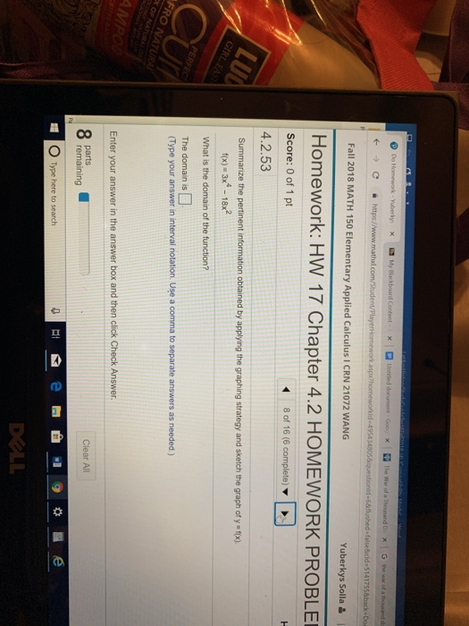 Solved Fall 2018 MATH 150 Elementary Applied Calculus I CRN | Chegg.com
