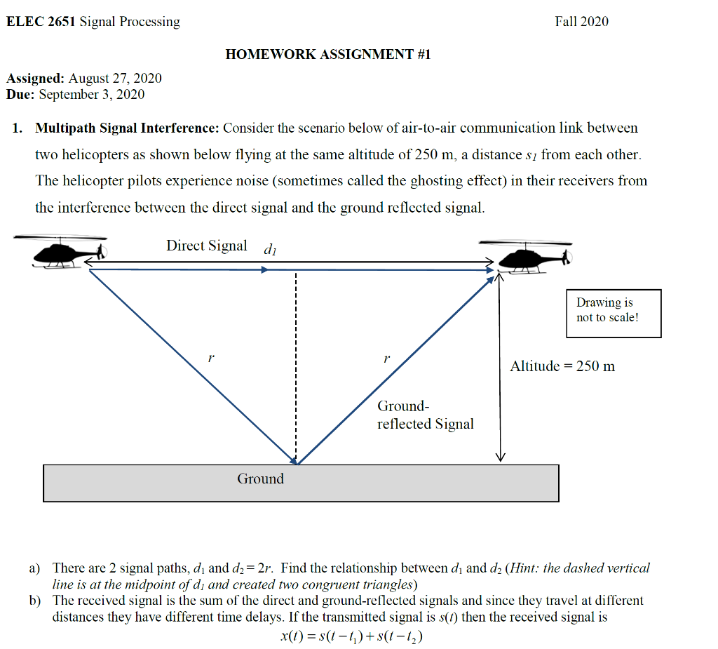Solved ELEC 2651 Signal Processing Fall 2020 HOMEWORK | Chegg.com