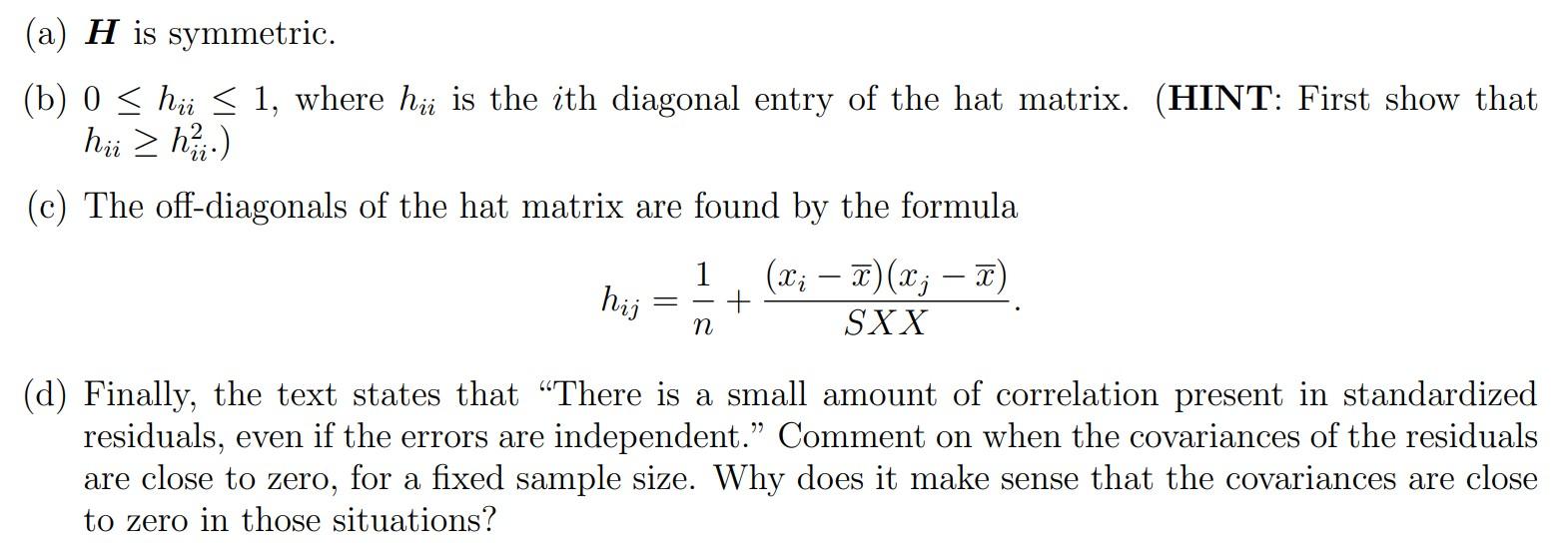 Solved For the simple linear regression model, show that the | Chegg.com